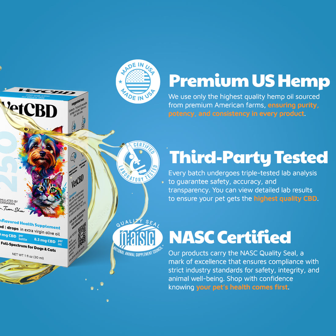 CBD Tincture for Dogs & Cats | VetCBD Hemp